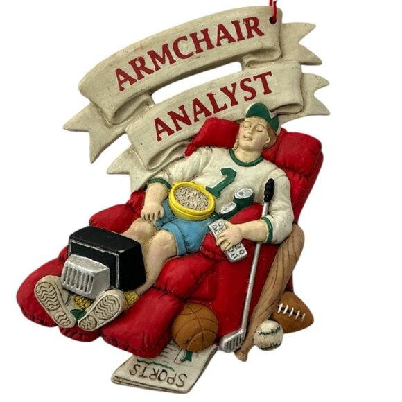 Vintage | Accents | Armchair Quarterback Sports Ornament Hand Painted ...
